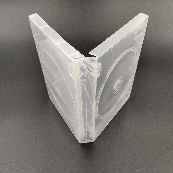 8-disc clear DVD case with 27mm spine and swing tray – Panmer Ltd